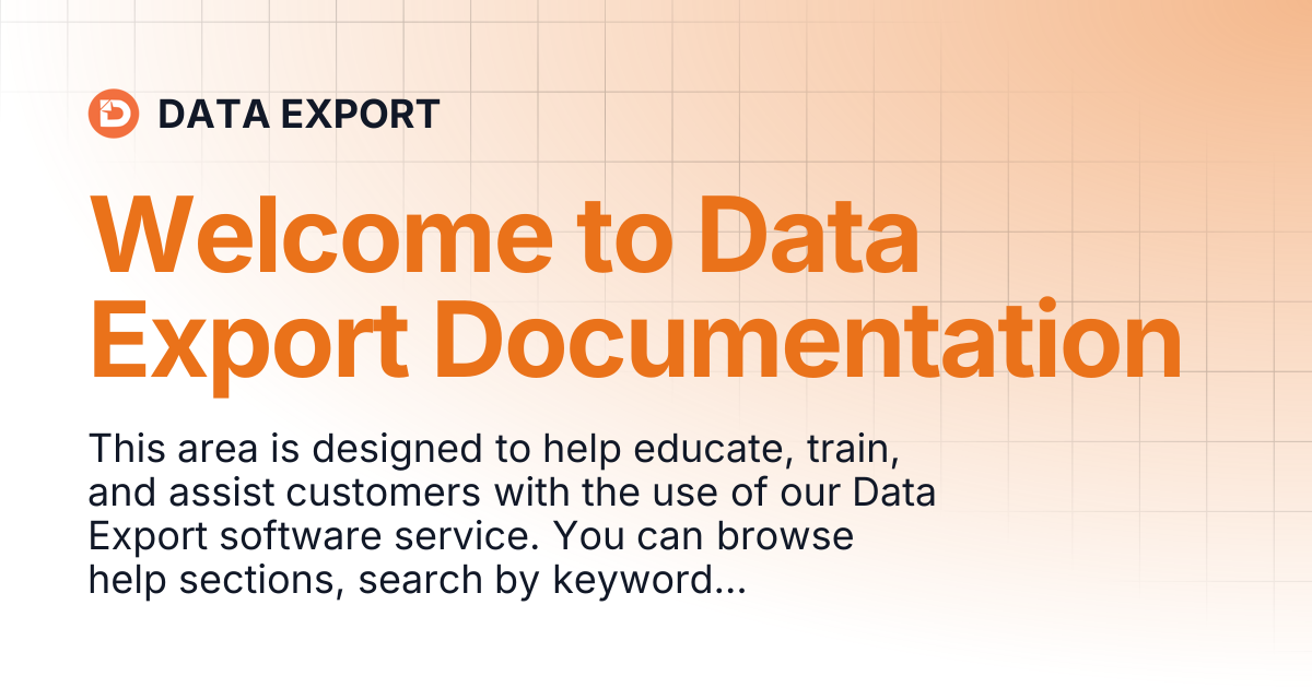 Welcome to Data Export Documentation | DATA EXPORT