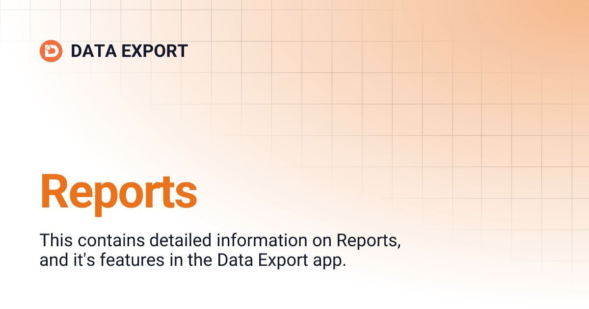 Reports | DATA EXPORT